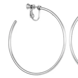 Vince Camuto Large Open Hoop Clip-on Earrings - Silver Tone