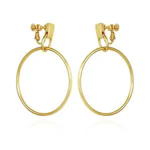 Vince Camuto Drop Hoop Clip On Earrings - Gold Tone