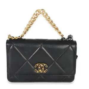 Chanel 19 Wallet On Chain Quilted Lambskin - Black