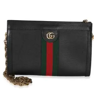 Gucci Calfskin Gg Ophidia Shoulder Bag - Black