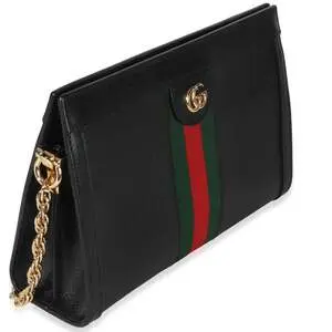 Gucci Calfskin Gg Ophidia Shoulder Bag - Black