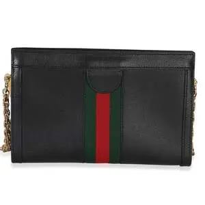 Gucci Calfskin Gg Ophidia Shoulder Bag - Black