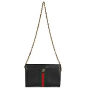 Gucci Calfskin Gg Ophidia Shoulder Bag - Black