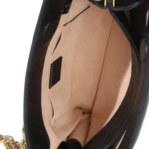 Gucci Calfskin Gg Ophidia Shoulder Bag - Black