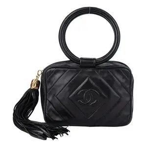 Chanel Tassel Chevron Top Handle Bag - Black