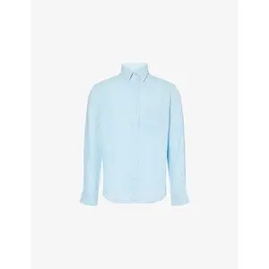 Gant Logo-embroidered Regular-fit Linen Shirt - Sky Blue