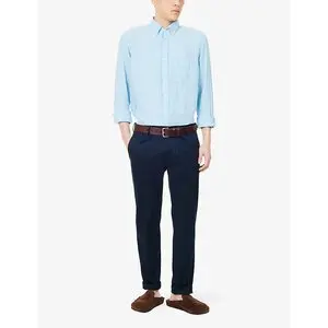 Gant Logo-embroidered Regular-fit Linen Shirt - Sky Blue