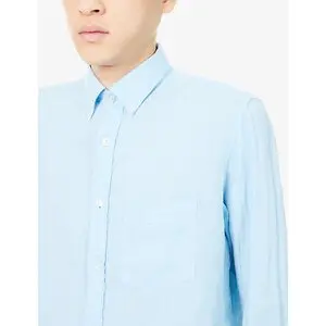 Gant Logo-embroidered Regular-fit Linen Shirt - Sky Blue