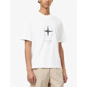 Stone Island Compass Print Cotton T-shirt