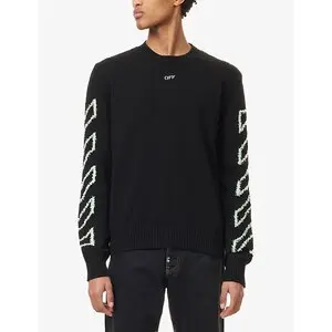 Off-White Outline Embroidered-logo Cotton Jumper - Black