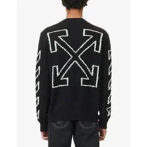 Off-White Outline Embroidered-logo Cotton Jumper - Black