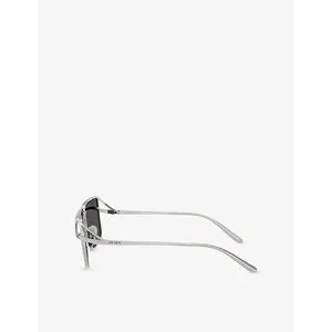 Prada Irregular-frame Metal Sunglasses - Clear