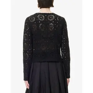 FRAME The Crochet Cropped Cotton Cardigan