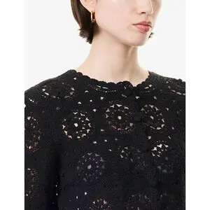 FRAME The Crochet Cropped Cotton Cardigan