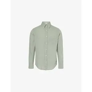 Gant Logo-embroidered Regular-fit Linen Shirt Xxl - Ceramic Grey