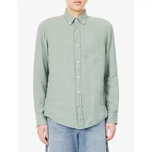 Gant Logo-embroidered Regular-fit Linen Shirt Xxl - Ceramic Grey