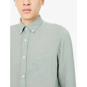 Gant Logo-embroidered Regular-fit Linen Shirt Xxl - Ceramic Grey