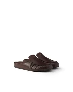 Prada Leather Mules - Brown