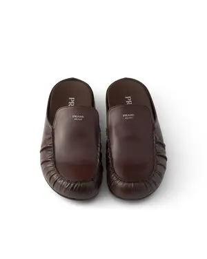 Prada Leather Mules - Brown