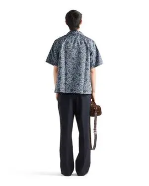 Prada Printed Cotton Bowling Shirt - Grey