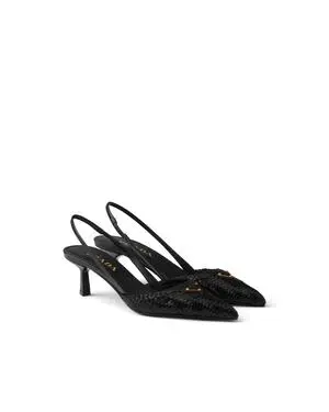 Prada Leather Slingback Pumps - Black