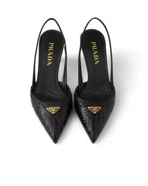 Prada Leather Slingback Pumps - Black