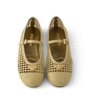 Prada Crochet Ballerinas - Neutral