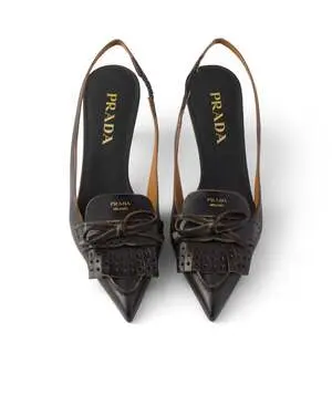 Prada Leather Slingback Pumps - Black