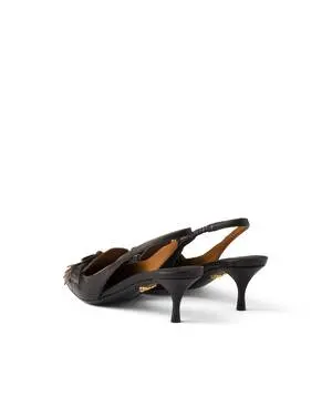 Prada Leather Slingback Pumps - Black