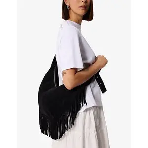 Whistles Sia Fringed Suede Cross-body Bag - Black