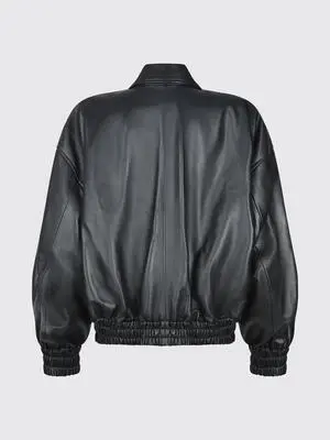 JIL SANDER Leather Bomber Jacket - Black