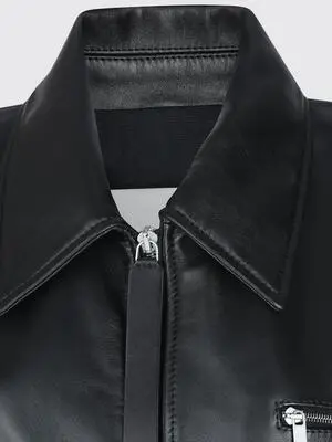 JIL SANDER Leather Bomber Jacket - Black