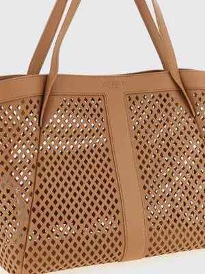 TWINSET Perforated Faux Leather Tote Bag - Brown