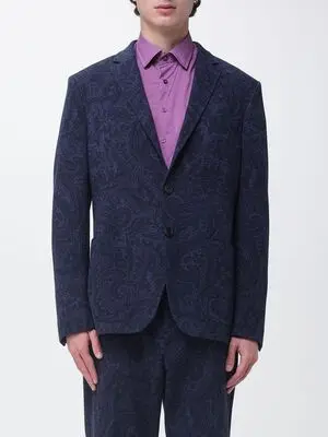 Etro Single-breasted Paisley Print Jersey Blazer - Blue
