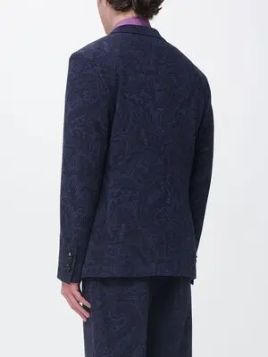 Etro Single-breasted Paisley Print Jersey Blazer - Blue