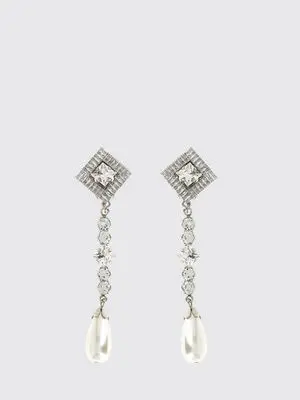 Alessandra Rich Crystal And Pearl Drop Earrings - Silver