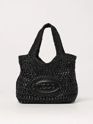 TOD'S Tod's Raffia Shopper Bag Black