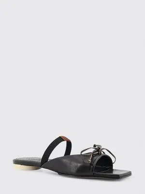 MAISON MARGIELA Smooth Calf Leather Mule Sandals With Maxi Bow - Black