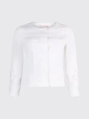 Liu Jo Cotton Denim Jacket With Macramé Inserts - White