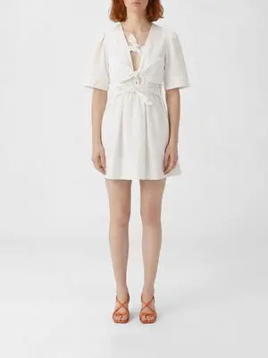 GANNI Stretch Cotton Mini Dress - White