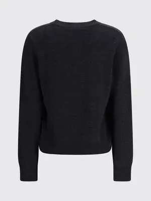 GANNI Crewneck Sweater With Embellished Logo - Charcoal