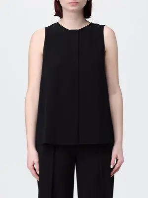 Emporio Armani Sleeveless Mandarin Collar Top - Black