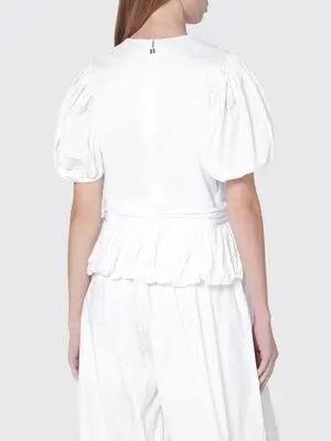 ROTATE BY BIRGER CHRISTENSEN Puff Sleeve Peplum Top - White