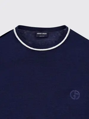 Giorgio Armani Crew Neck Sweater In Linen And Silk