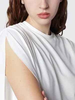 DARKPARK Asymmetrical Cotton Jersey Blouse - White