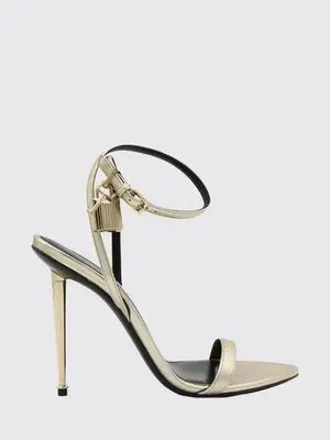 TOM FORD Padlock High-heeled Laminated Leather Sandals With Charms - Gold