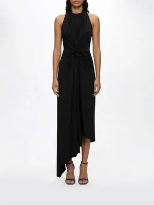 Balenciaga Asymmetric Midi Jersey Dress - Black
