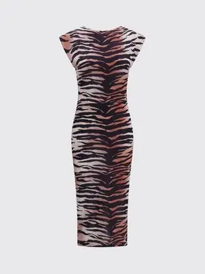 Pinko Tiger Print Cotton Blend Midi Dress