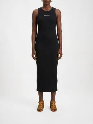 Maison Kitsuné Sleeveless Ribbed Midi Dress - Black