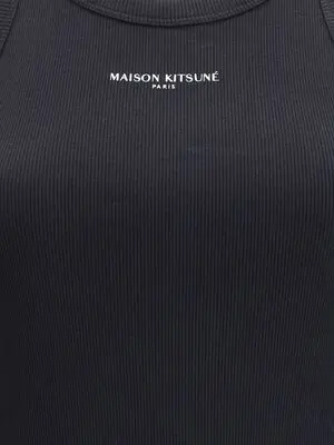 Maison Kitsuné Sleeveless Ribbed Midi Dress - Black